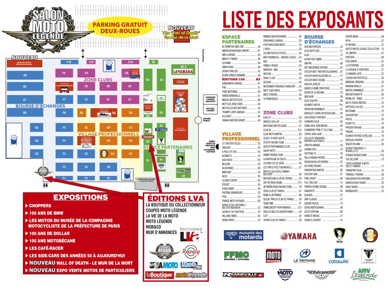 Le plan et la liste des exposants - Salon Moto Légende